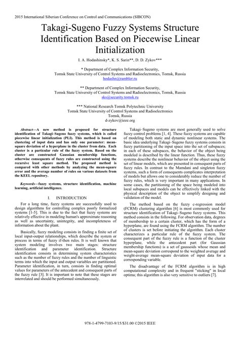 Pdf Takagi Sugeno Fuzzy Systems Structure Identification Based On Piecewise Linear Initialization