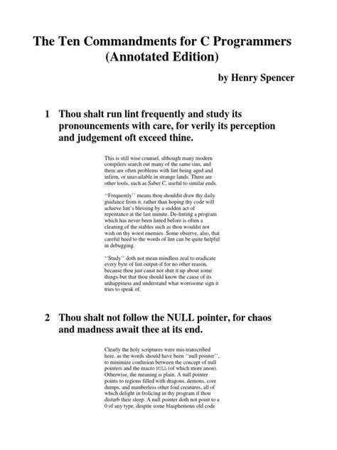 the ten commandments for c programmers annotated edition by henry spencer pdf thou