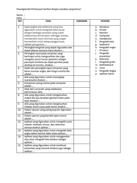 Soal Menjodohkan Informatika Kelas 7 Pdf