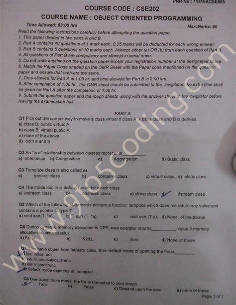 Cse 202 Object Oriented Programming C Programming Lpu Mid Term
