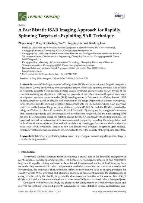 Pdf A Fast Bistatic Isar Imaging Approach For Rapidly Spinning