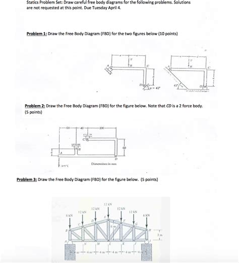Solved Statics Problem Set Draw Careful Free Body Diagrams