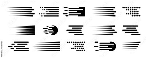 Set Of Speed Lines Vector Icons Fast Motion Effect Black Horizontal Action Lines Speed And