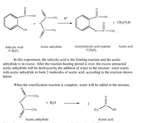 Balanced Chemical Equation For The Synthesis Of Aspirin Using Salicylic Acid And Acetic