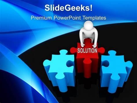 D Man Pushing Puzzle For Solution PowerPoint Templates Ppt Backgrounds For Slides
