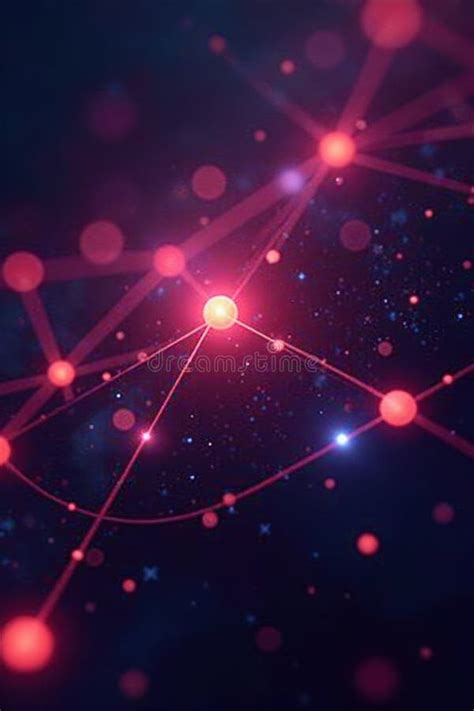 Abstract Glowing Nodes Lines Forming Futuristic Network Connection