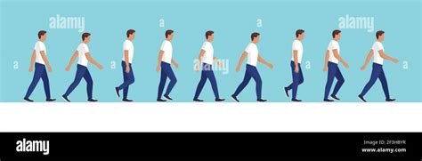 Male Character Walk Cycle Sequence Side View Stock Vector Image And Art