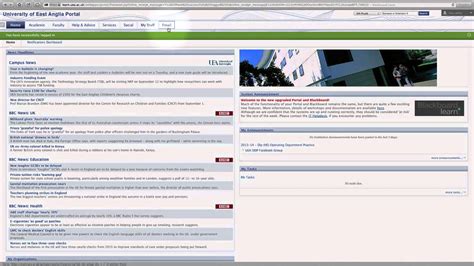 uea blackboard tutorial logging in email and academic tabs youtube