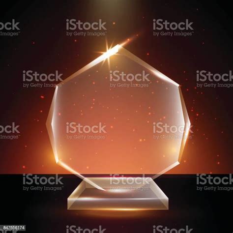 빛나는 배경에서 빈 투명 한 벡터 아크릴 유리 트로피 수상 서식 파일 0명에 대한 스톡 벡터 아트 및 기타 이미지 0명 3