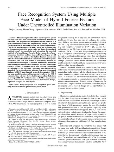 Pdf Face Recognition System Using Multiple Face Model Of Hybrid Fourier Feature Under