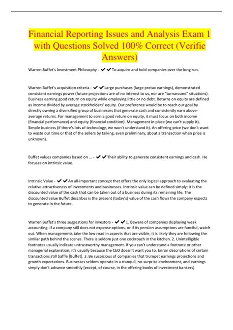 Financial Reporting Issues And Analysis Exam 1 With Questions Solved