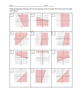 Graphing Linear Inequalities Matching By Numbers And Sense TPT
