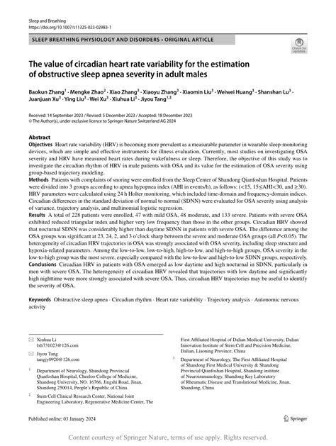 The Value Of Circadian Heart Rate Variability For The Estimation Of Obstructive Sleep Apnea