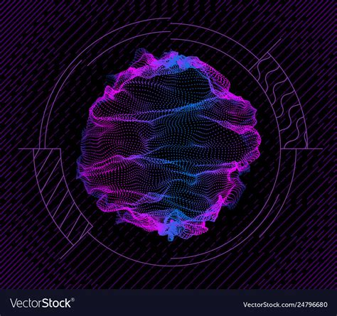 sphere from particles wave nodes 3d sea flow vector image