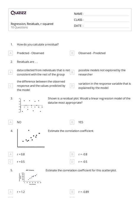 50 Regression Worksheets On Quizizz Free And Printable