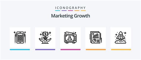 Marketing Growth Line 5 Icon Pack Including Report Document Growth Chart Management