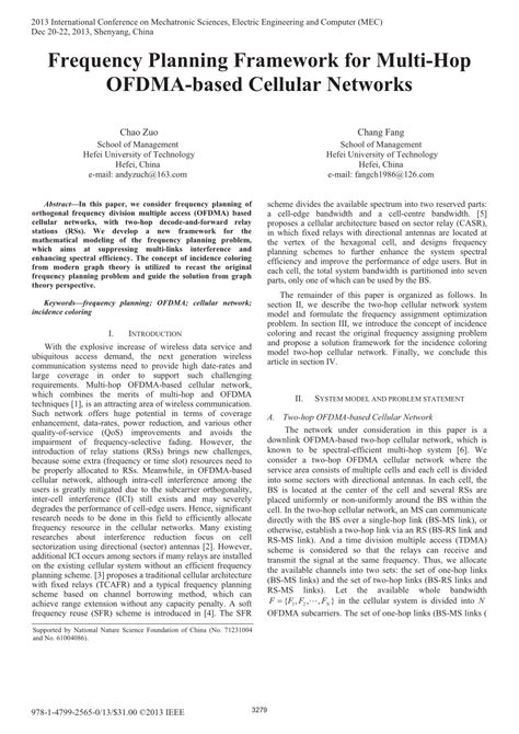 pdf frequency planning framework for multi hop ofdma based cellular