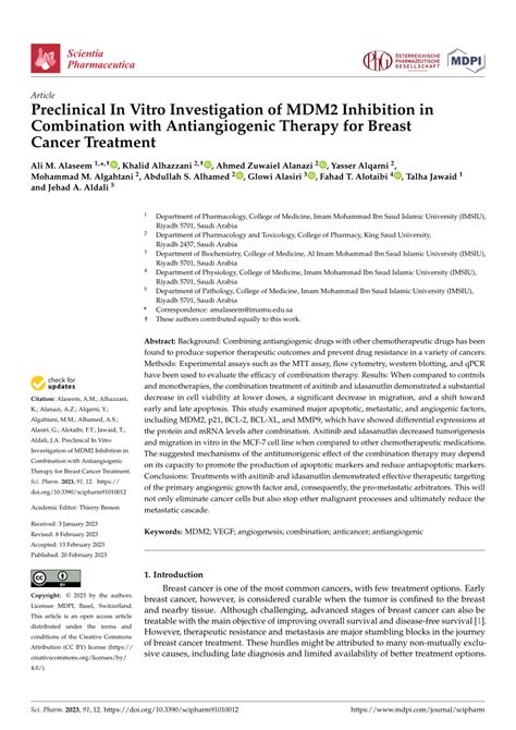 Pdf Preclinical In Vitro Investigation Of Mdm2 Inhibition In