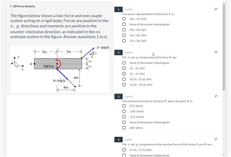 Solved 1 2d Force Systems 1 The Figure Below Shows A