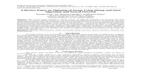 A Review Paper On Thinning Of Image Using Zhang And Suen · Pdf Filerecognition Fingerprint