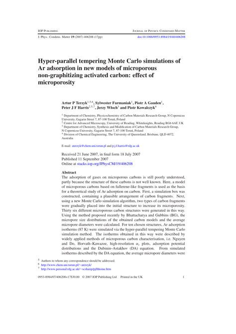 Pdf Hyper Parallel Tempering Monte Carlo Simulations Of Ar Adsorption In New Models Of