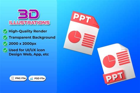 Premium PSD Ppt File Type D Rendering On Transparent Background Ui Ux Icon Design Web And App