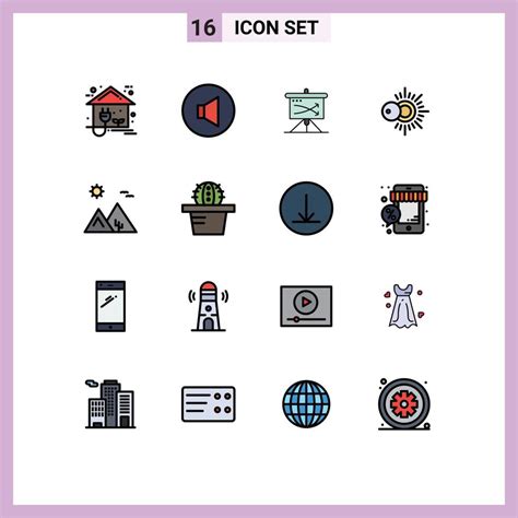 Set Of 16 Vector Flat Color Filled Lines On Grid For Arabian Weather Strategic Sunny Graph