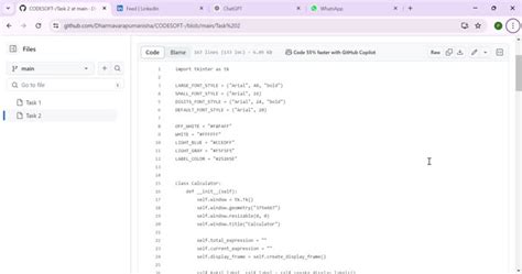 Video Finished A Calculator Project In Codesoft Manisha
