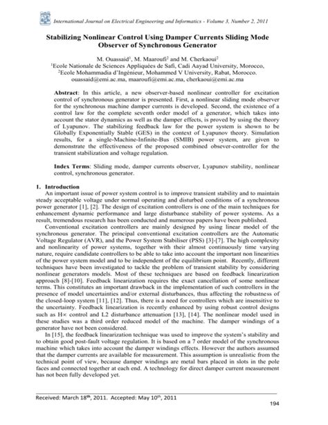A Nonlinear Sliding Mode Observer Of Synchronous Generator