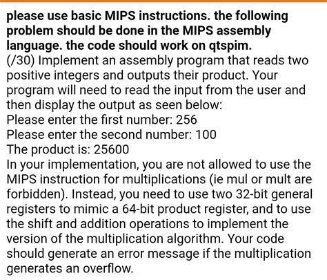 Solved Please Use Basic Mips Instructions The Following