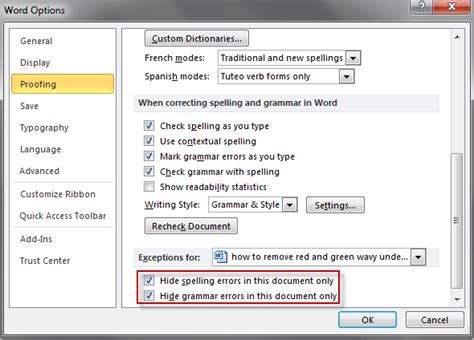 How To Remove Red And Green Wavy Underlines In Word Document