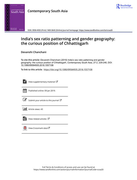 Pdf Indias Sex Ratio Patterning And Gender Geography The Curious