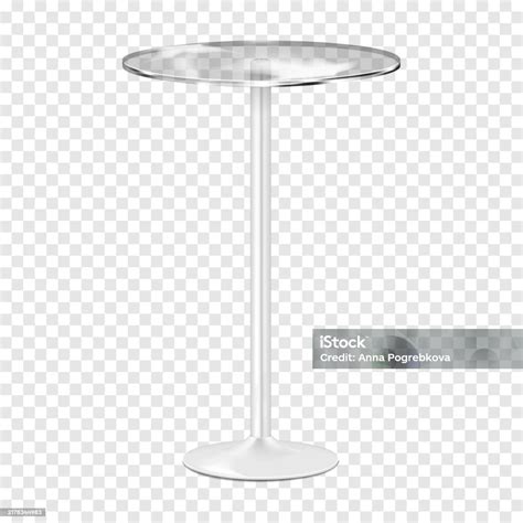 Bar Table With Round Clear Glass Countertop On Single Metal Leg
