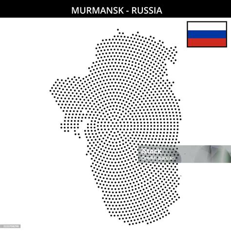 Medium Circular Dotted Map Of Murmansk In Russia Stock Illustration