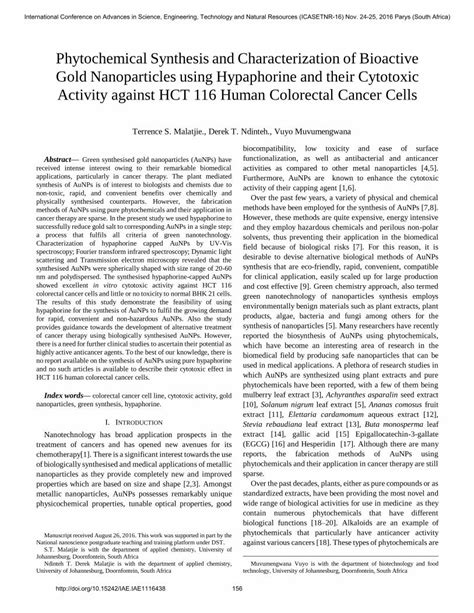 Pdf Phytochemical Synthesis And Characterization Of Bioactive Gold Nanoparticles Ia
