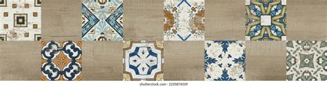 Digital Colorful Wall Tile Designs Stock Illustration 2235874555