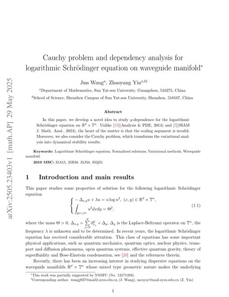 Pdf Cauchy Problem And Dependency Analysis For Logarithmic Schr