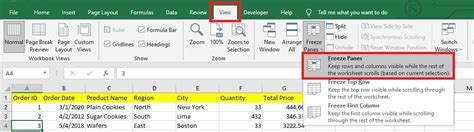 Microsoft Excel Freeze Top Row In Quick Steps