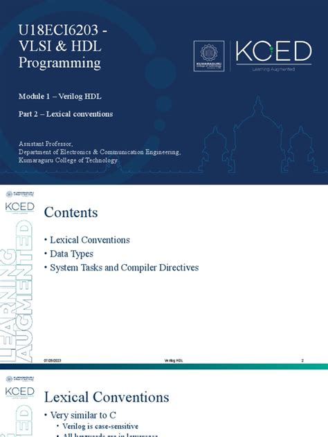 Module 1 Part 2 Lexical Conventions Ppt Upload Pdf