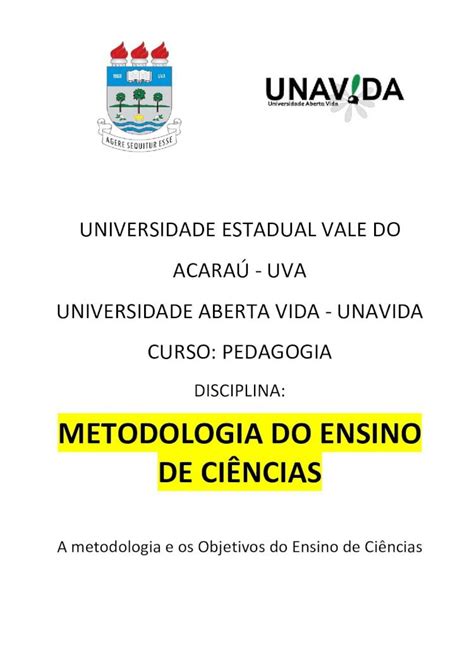 PDF DISCIPLINA METODOLOGIA DO ENSINO DE CIÊNCIASensino de ciências como mapas conceituais