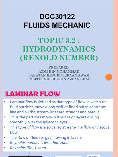 Chapter 3b Hydrodynamics Reynolds Number Pdf Reynolds Number Fluid Dynamics