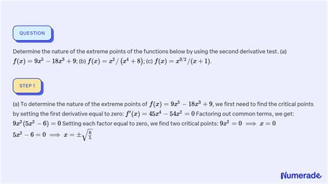 Solveddetermine The Nature Of The Extreme Points Of The Functions Below By Using The Second
