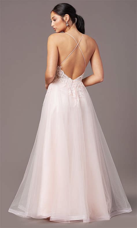 Tulle Long Faux Wrap Formal Prom Dress Promgirl