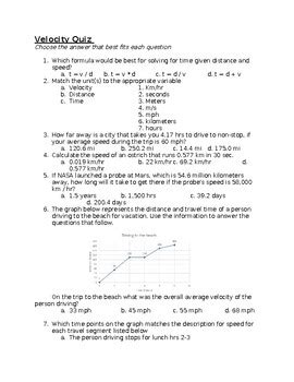 Velocity Quiz By Schrim S Chem TPT