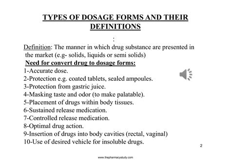 Dosage Forms And Their Definitions Details Of Drugs Pdf