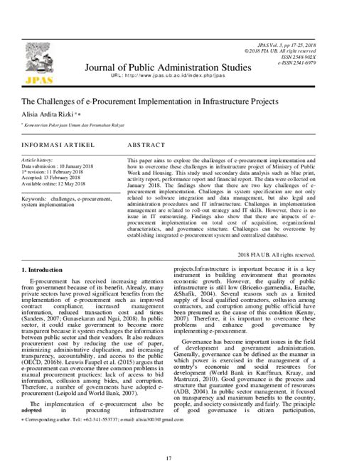 Pdf The Challenges Of E Procurement Implementation In Infrastructure Projects