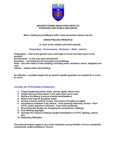 Church Security Aide Memoire