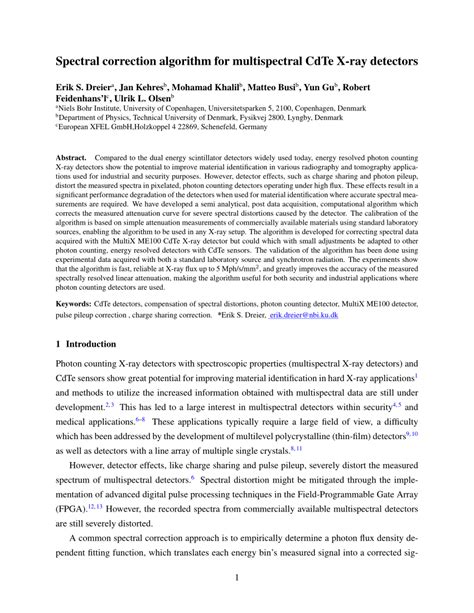 Pdf Spectral Correction Algorithm For Multispectral Cdte X Ray Detectors