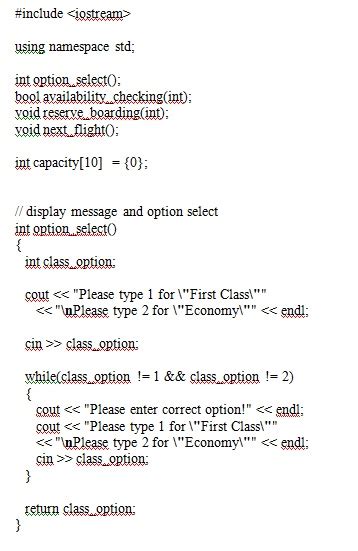 Solved Write A C Program A Small Airline Has Just Purchased A