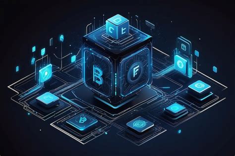 Premium Photo Futuristic Blockchain Technology Cryptography Transactions And Fintech